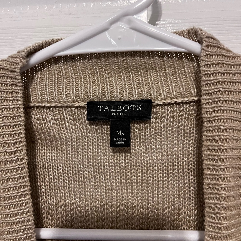 Talbots Light Brown Knit Cardigan Size Medium Petite - Gem